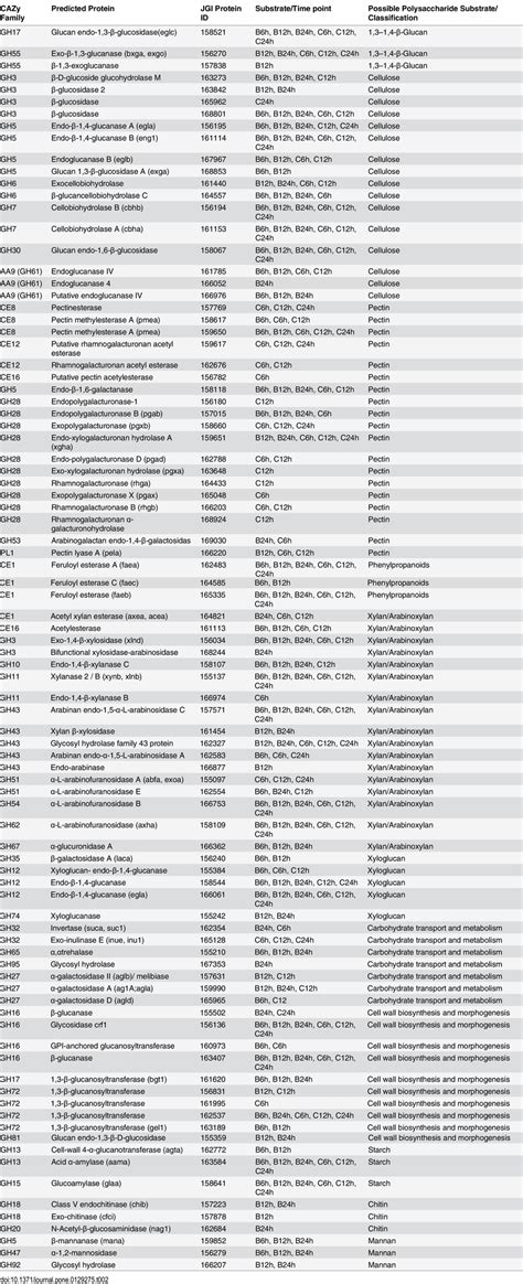 Cazymes Detected In The Secretome Of Aspergillus Niger Download Table