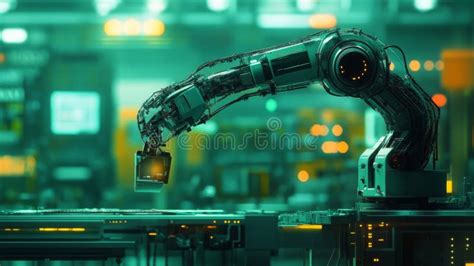 Robotic Arm Performing Precise Manufacturing Task Stock Illustration