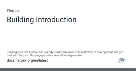 Building Introduction Flatpak Documentation