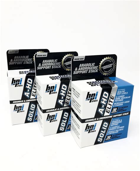 BPI Sports A-HD Elite/Solid Test Booster, Unflavored, 60 Ct 3 Pack ...