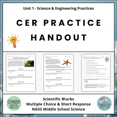 Claim Evidence Reasoning Cer Practice Worksheet Ngss Middle School Science