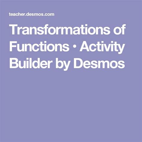Transformations Of Functions • Activity Builder By Desmos Functions