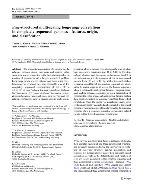 Pdf Fine Structured Multi Scaling Long Range Correlations In Completely Sequenced Genomes