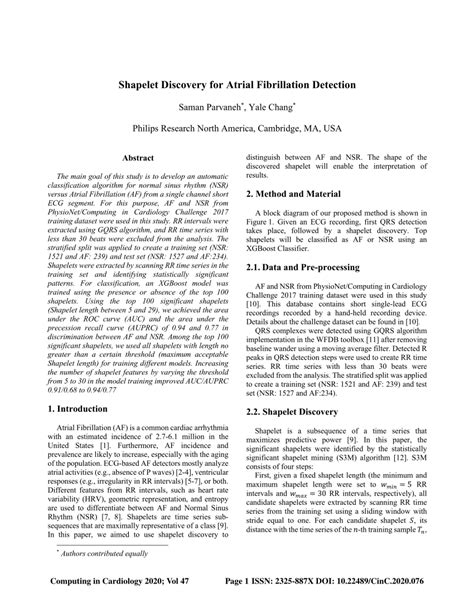 Pdf Shapelet Discovery For Atrial Fibrillation Detection