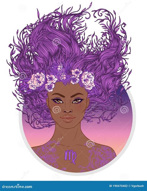 Illustration Of Virgo Astrological Sign As A Beautiful African American