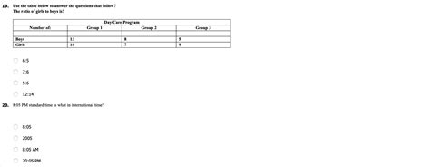 Solved 19 Use The Table Below To Answer The Questions That Chegg Com