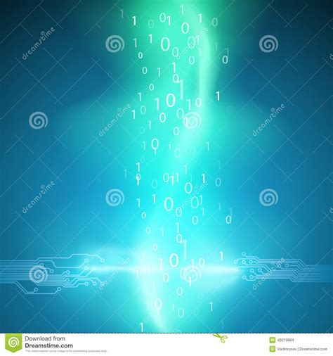 Stream Of Binary Code With A Circuit Board Texture Stock Vector