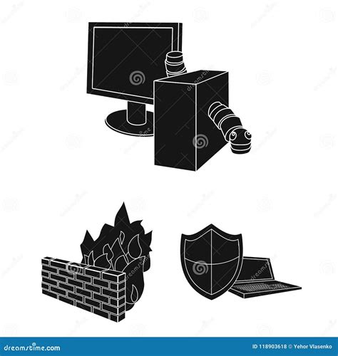 Hacker And Hacking Black Icons In Set Collection For Design Hacker And