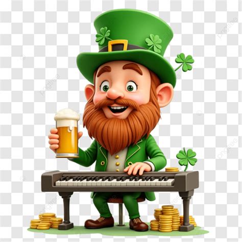 명랑한 축제 분위기를 축하하며 맥주 한 잔을 즐기는 레프러콘 맥주 한 잔을 즐기는 레프리콘 즐거운 축제 분위기를 축하합니다 맥주 잔 Png 일러스트 및 이미지 에 대한