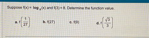 Solved Suppose F X Loga X And F 3 8 Determine The Chegg Com