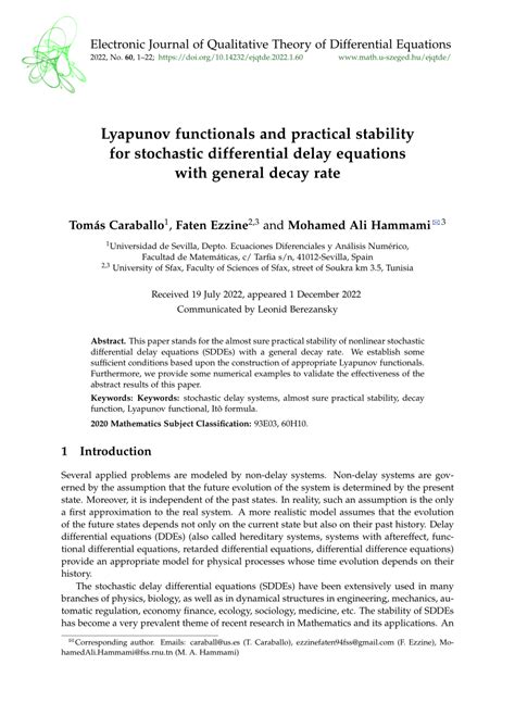 PDF Electronic Journal Of Qualitative Theory Of Differential