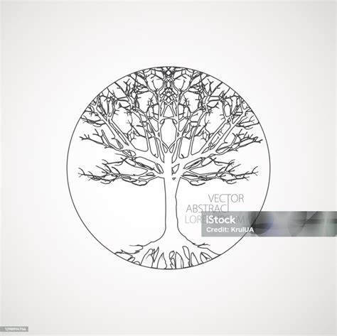 뿌리가 있는 추상 나무 벡터 개요 그림입니다 정원에 식물 나무에 대한 스톡 벡터 아트 및 기타 이미지 나무 나이테 벡터