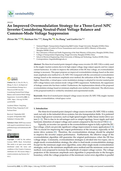 Pdf An Improved Overmodulation Strategy For A Three Level Npc