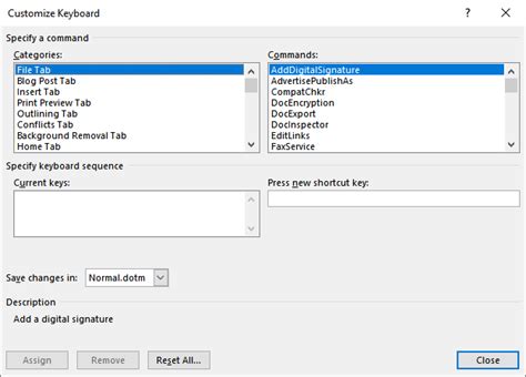 Resetting All Shortcut Keys Microsoft Word