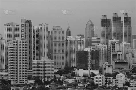 灰色的曼谷城市景观 单色