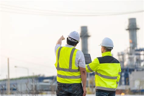 석유 및 가스 정유 공장 산업 공장에서 일하는 그룹 아시아 남자 석유화학 엔지니어 프리미엄 사진