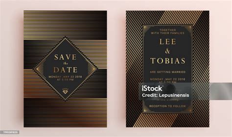 웨딩 카드 템플릿의 아름다운 세트 기하학적 다면체 결혼식 초대장 고급 템플릿 장식 패턴에 대한 아르 데코 스타일의 골드