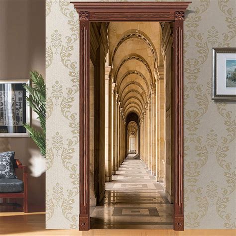 Corridor Landscape Door Decals Modern Architecture Door Decals European