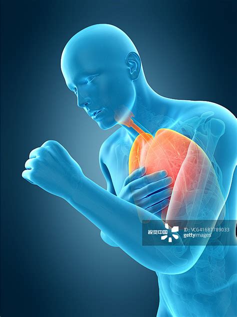 咳嗽 绘画插图 人类肺脏 彩色图片 垂直画幅图片素材