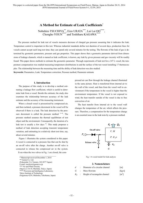 Pdf A Method For Estimate Of Leak Coefficients