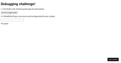 Event Handling Debugging Codesandbox