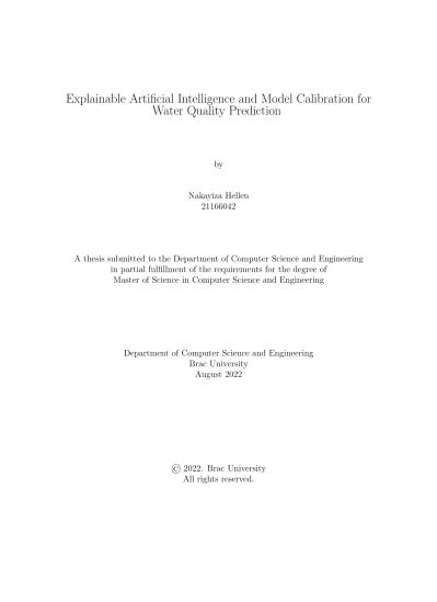 Explainable Artificial Intelligence And Model Calibration For Water Quality Prediction