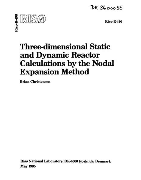 Pdf Three Dimensional Static And Dynamic Reactor Calculations Dokumentips