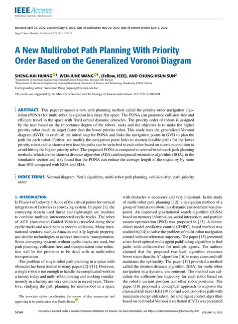 Pdf A New Multirobot Path Planning With Priority Order Based On The Generalized Voronoi Diagram