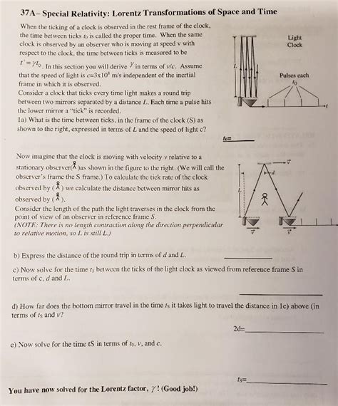 solved 37a special relativity lorentz transformations of