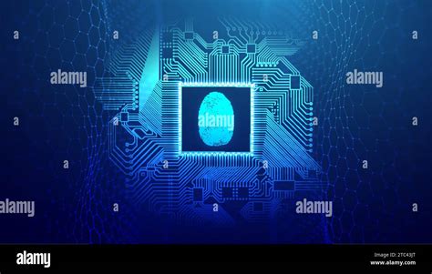 Big Data Blue Technology Background Circuit With Fingerprint Touch Id Stock Vector Image And Art