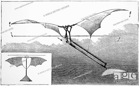 Alphonse Pénaud s ornithopter driven by twisted rubber bands Stock