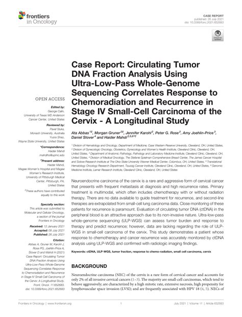PDF Case Report Circulating Tumor DNA Fraction Analysis Using Ultra Low Pass Whole Genome