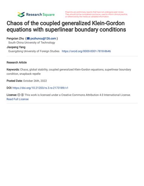 Pdf Chaos Of The Coupled Generalized Klein Gordon Equations With Superlinear Boundary Conditions