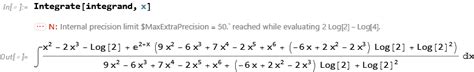 Calculus And Analysis Why Integrate Gives Warning Internal Precision