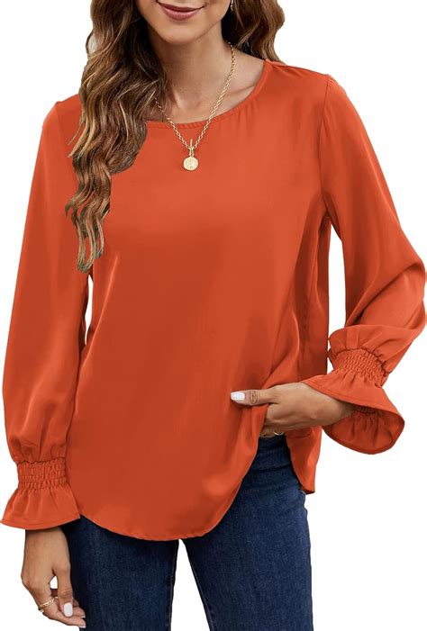 Naggoo Womens Long Sleeve Blouses Puff Sleeve Loose Casual Blouses And Tops