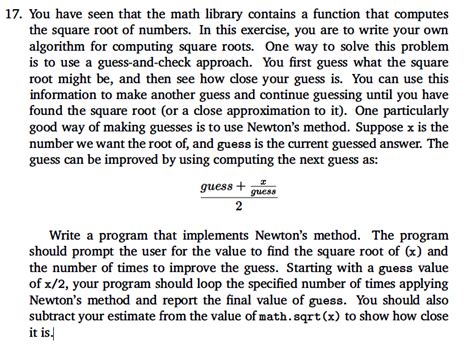solved 17 you have seen that the math library contains a
