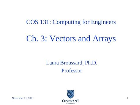 ppt cos 131 computing for engineers ch 3 vectors and arrays dokumen tips