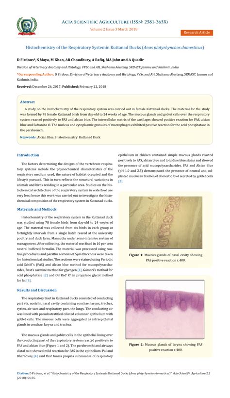 Pdf Histochemistry Of The Respiratory Systemin Kuttanad Ducks Anas