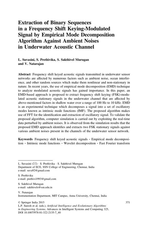 Pdf Extraction Of Binary Sequences In A Frequency Shift Keying Modulated Signal By Empirical