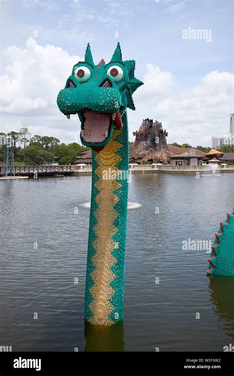 Lego Dragon In The Lake At Disney Springs Orlando Florida Usa United