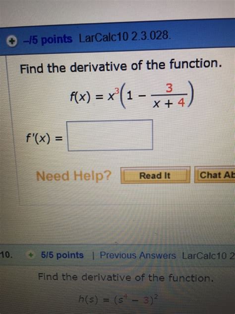Solved Find The Derivative Of The Function Chegg Com