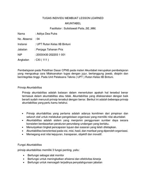 Tugas Individu Lesson Learned Akuntabel Pdf