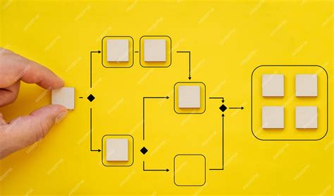 Premium Photo Business Process And Workflow Automation With Flowchart Hand Holding Wooden