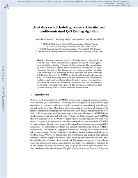 PDF Joint Duty Cycle Scheduling Resource Allocation And Multi