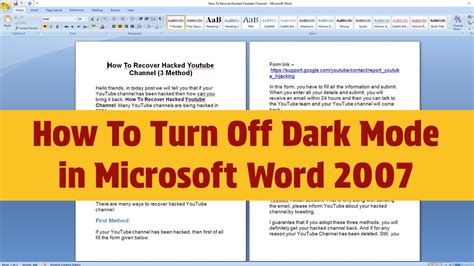 How To Turn Off Dark Mode In Microsoft Word 2007 How To Disable Dark Mode In Microsoft Office