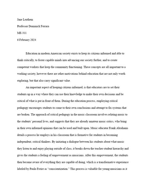 Secondary Philosophy Paper Pdf Liberal Arts Education Behavior Modification