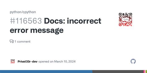 Docs Incorrect Error Message Issue Python Cpython Github