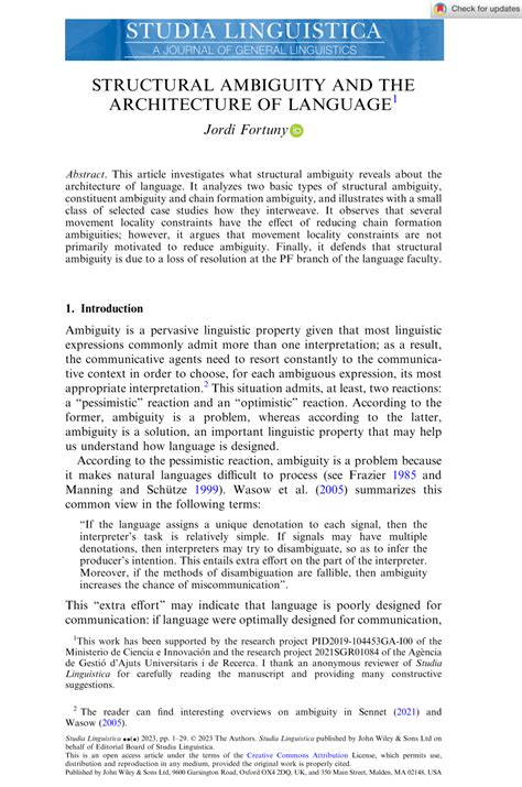 Pdf Structural Ambiguity And The Architecture Of Language 1