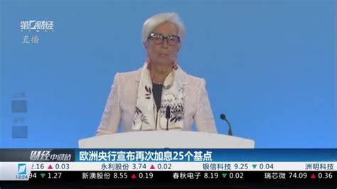 欧洲央行宣布再次加息25个基点