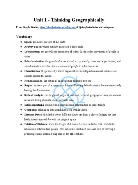 Ap Human Geography Unit 1 Thinking Geographically Download Free Pdf Map Geographic